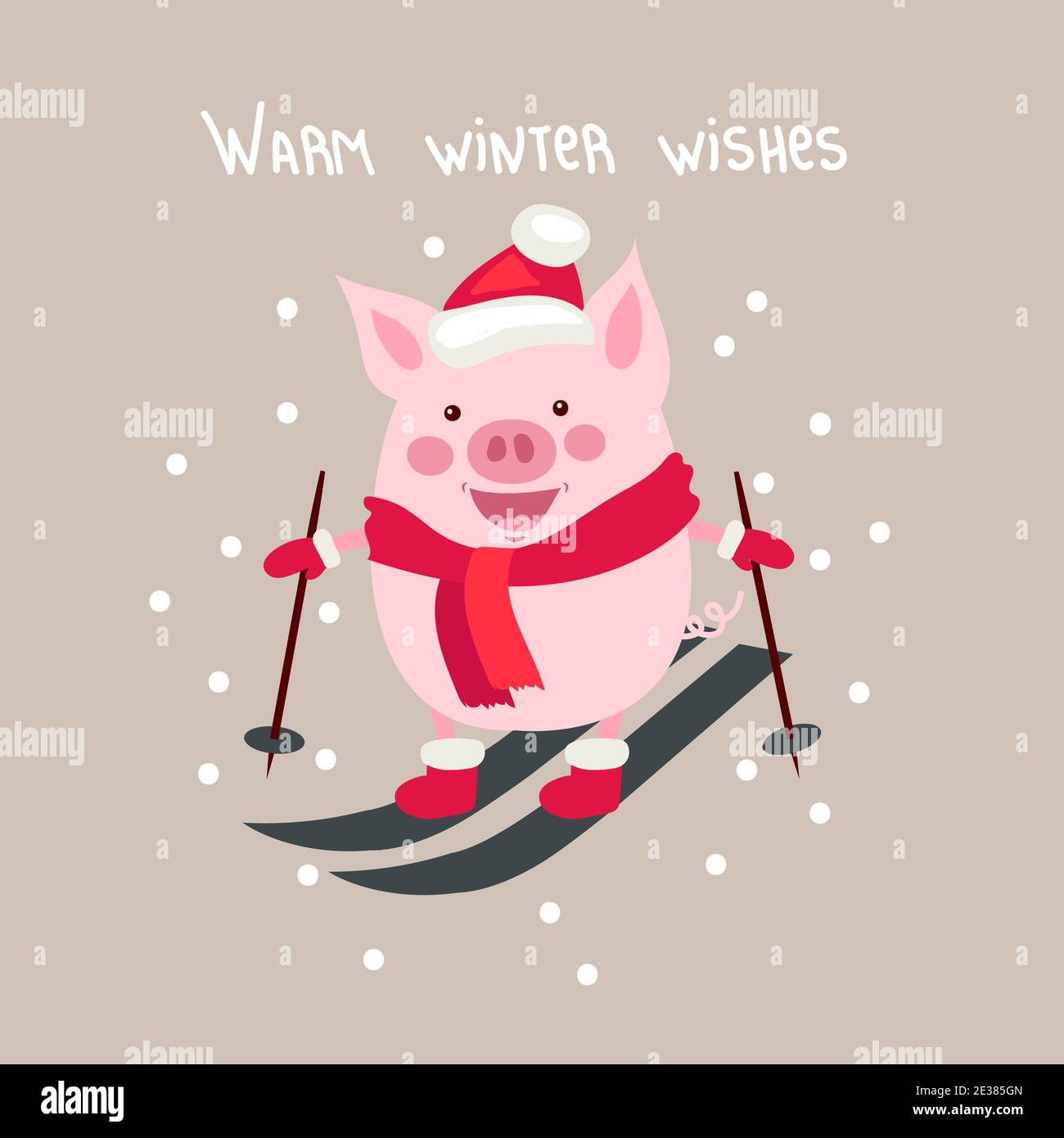 Vector illustration, Happy New Year 2019 funny card design with cartoon ...