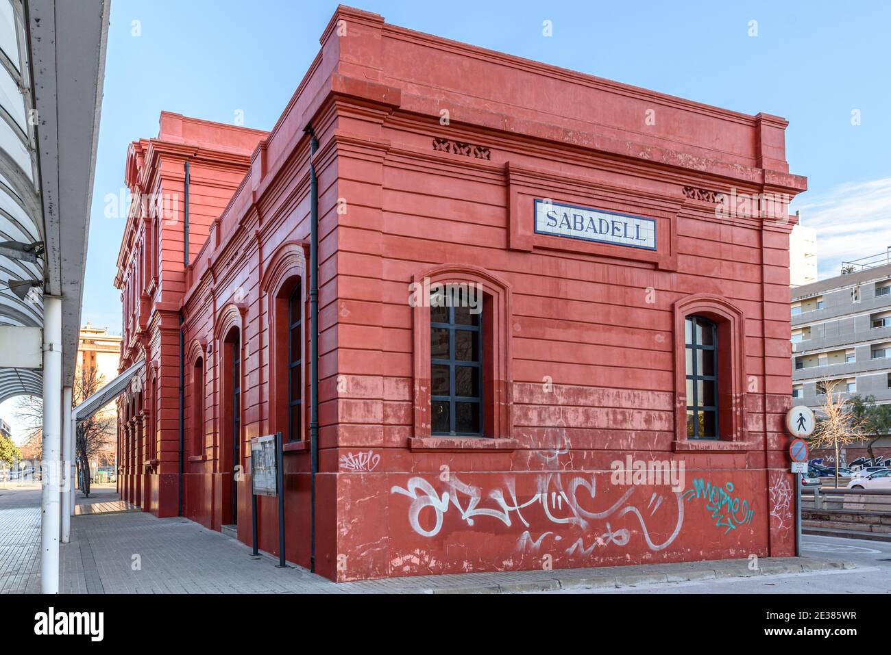 Sabadell - Catalonia, SPAIN - January 17th of 2021: old downtown Renfe ...