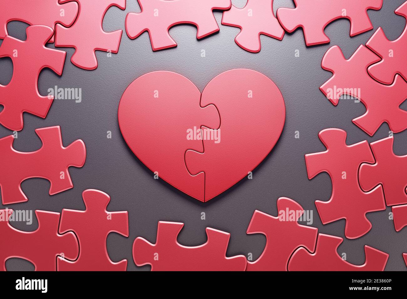 Hearty Puzzle - Two Halves of One Heart Stock Photo - Alamy