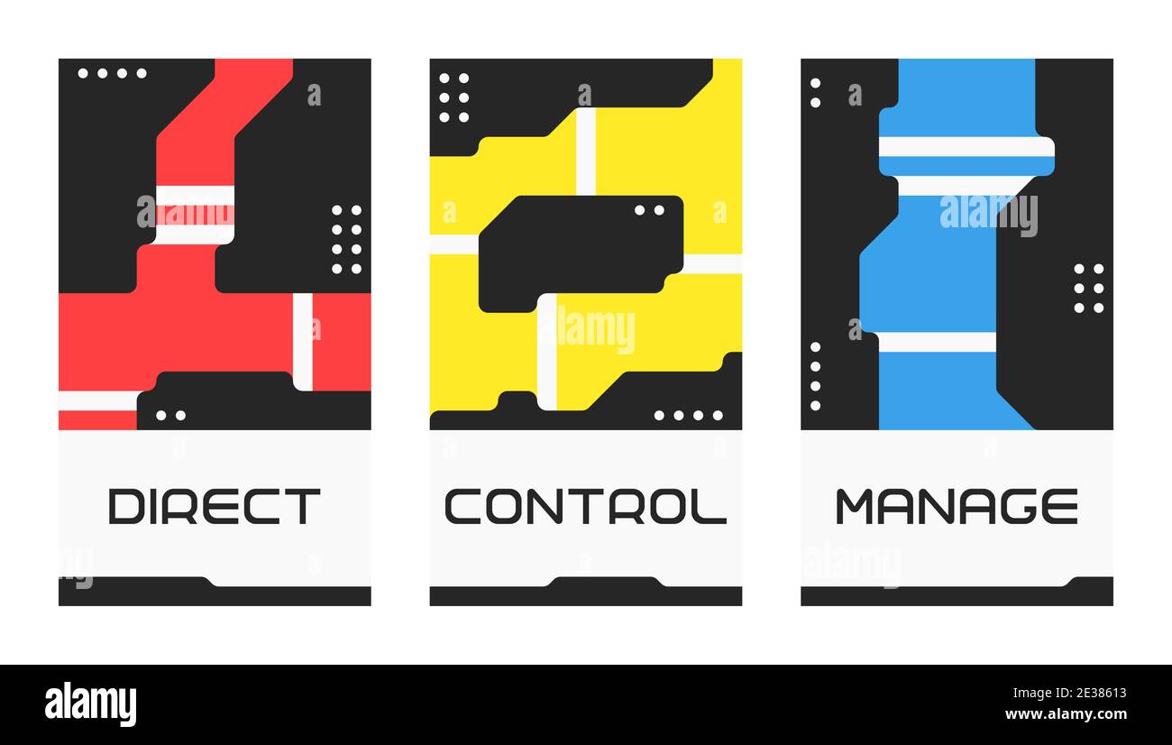 Motivational poster with lettering: direct, control, manage. Modern ...