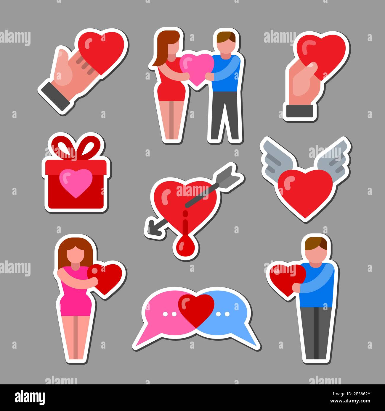 set of relationship and love color stickers and tags Stock Vector Image ...