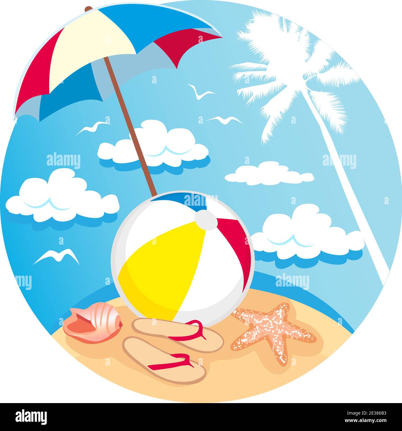 Landscape seagulls on beach Stock Vector Images - Alamy