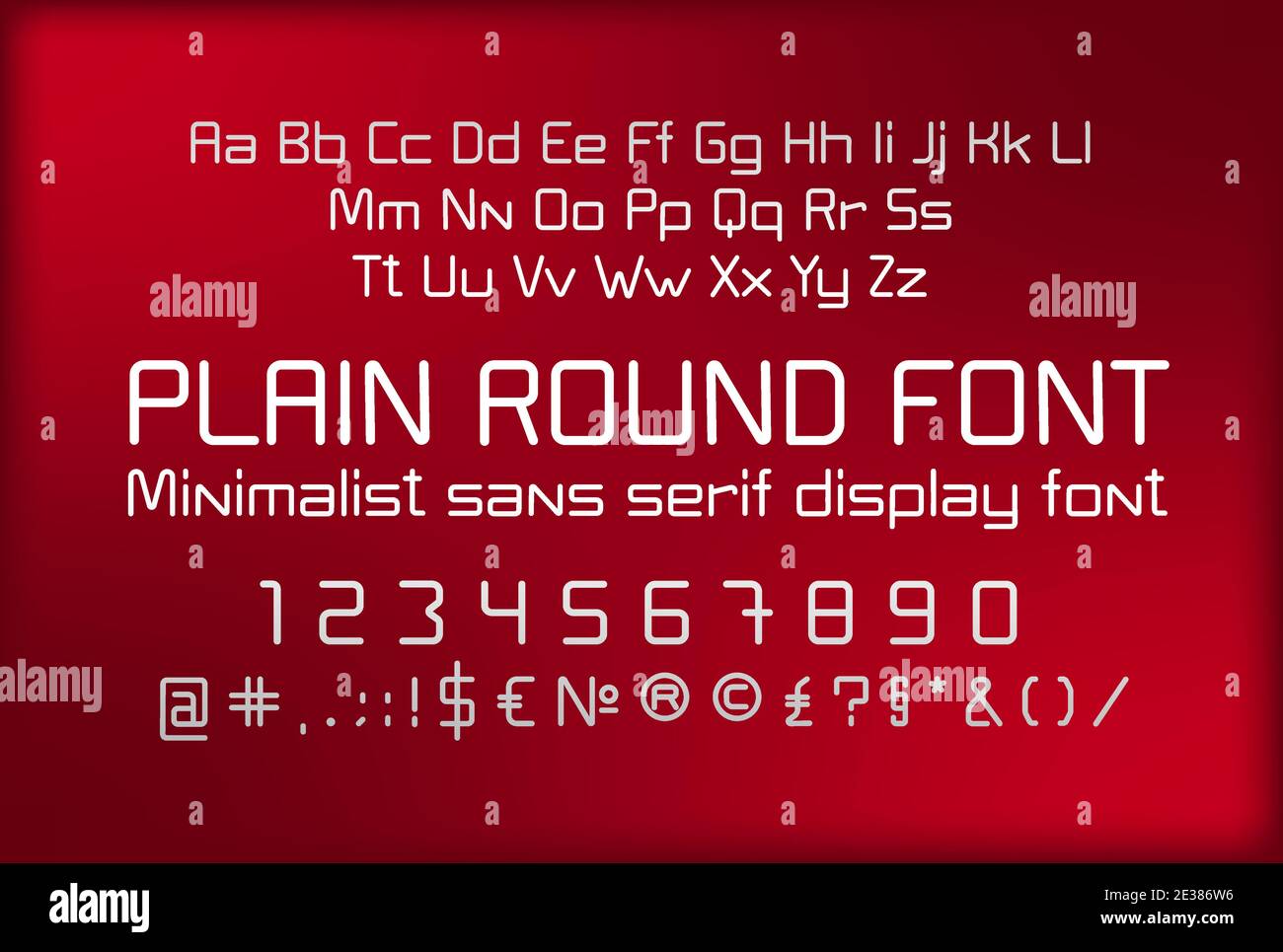 Linear font, uppercase and lowercase sans serif typography, numerals ...