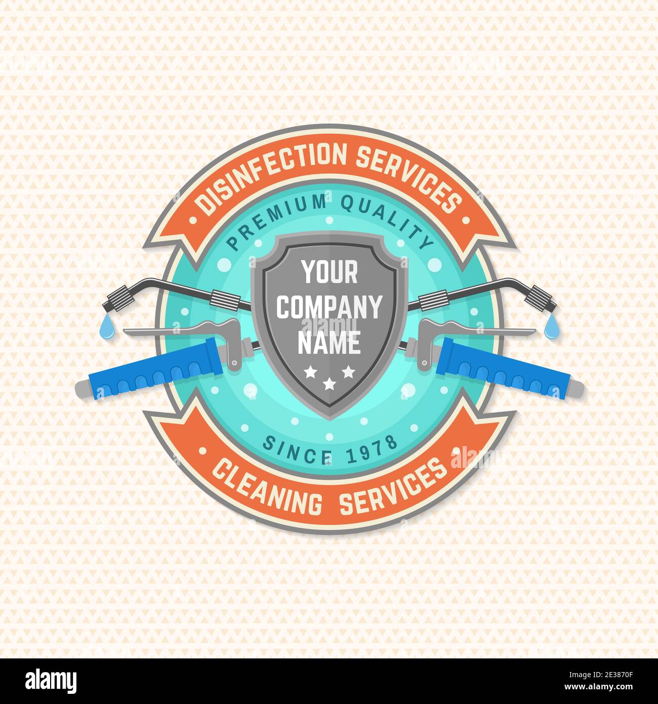 Disinfection and cleaning services patch, badge, logo, emblem. Vector ...