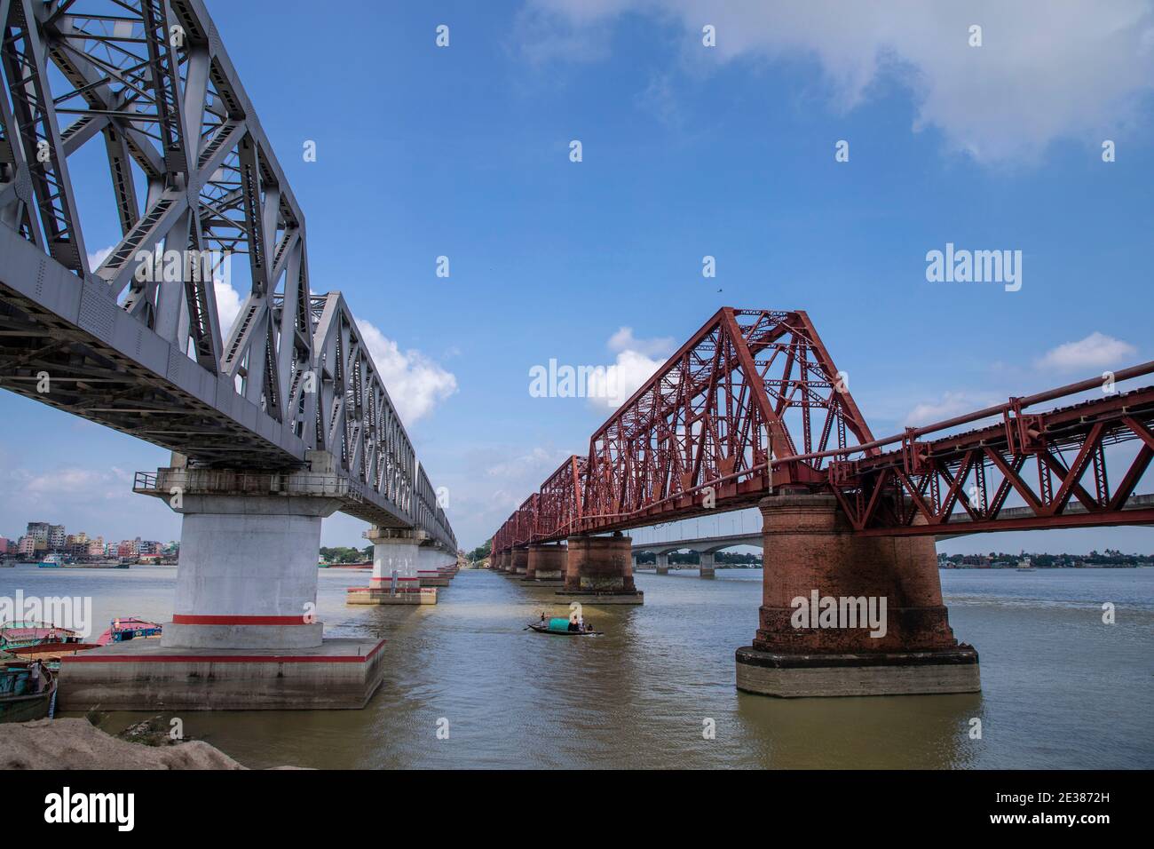 Syed Nazrul Islam Bridge and Bhairab rail way bridges over the Meghna ...