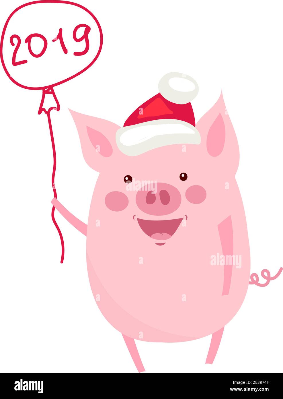 Vector illustration, Happy New Year 2019 funny card design with cartoon ...
