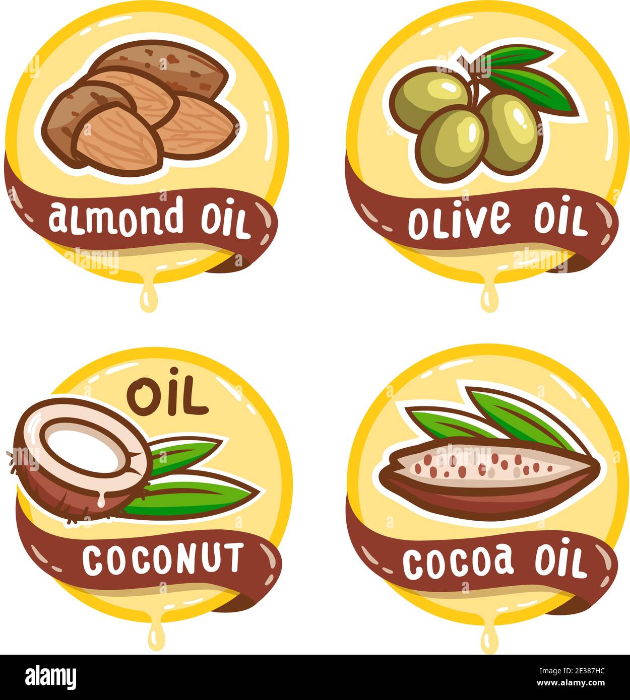 Seed oil logos set. Collection of organic natural products, vector ...