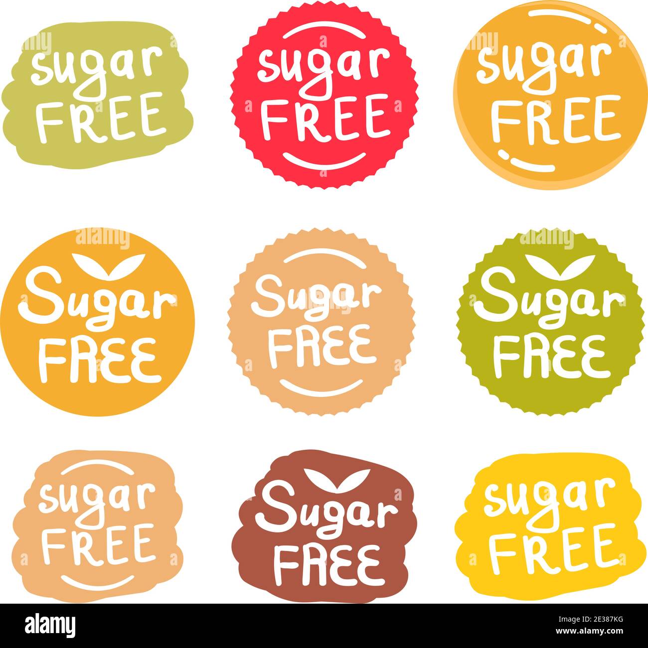 Vector set of round colorfull eco labels with text - sugar free Stock ...