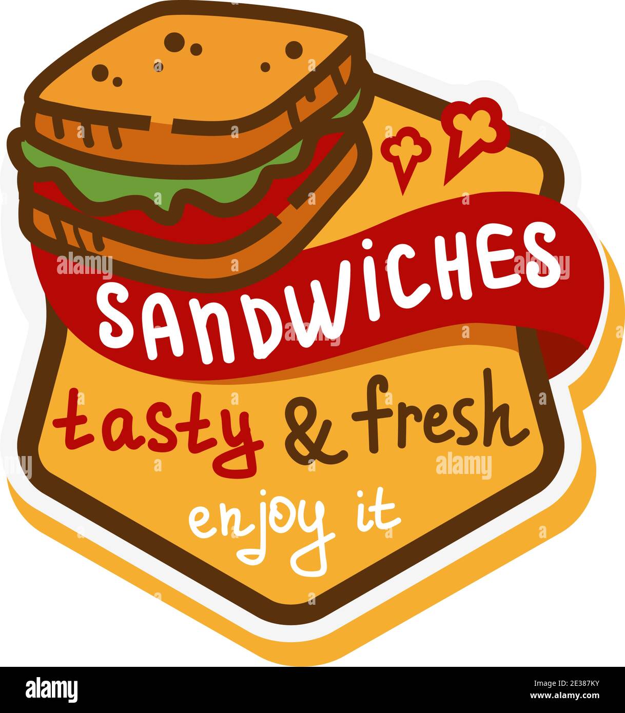 Flat color sandwich icon. Sandwich menu label Stock Vector Image & Art ...