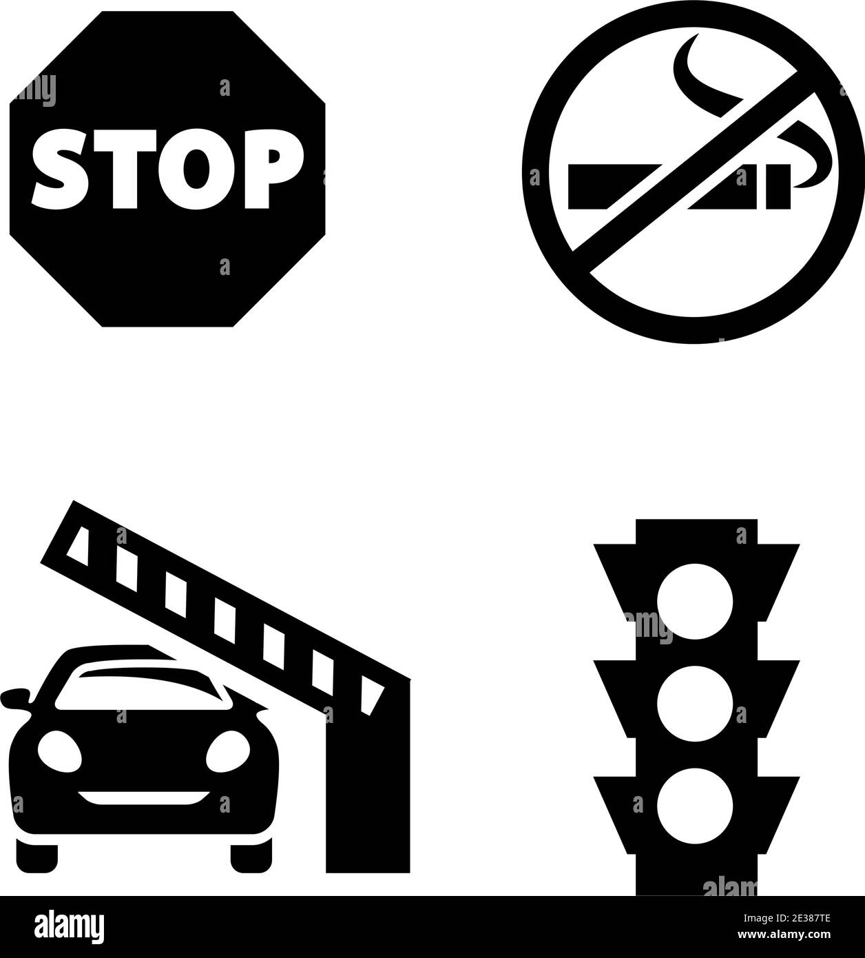 Public spaces signals fill icon set. Transparent background. Isolated ...