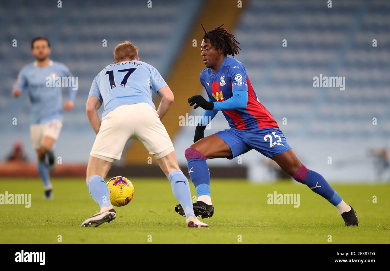 Manchester City's Kevin De Bruyne (left) and Crystal Palace's Eberechi ...