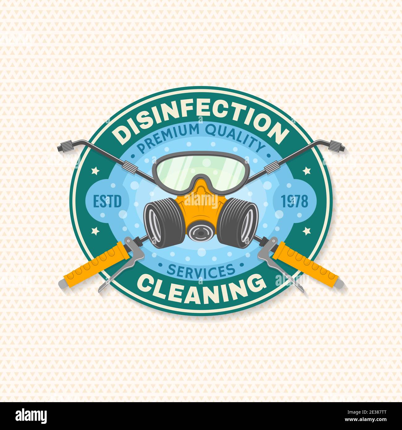 Disinfection and cleaning services patch, badge, logo, emblem. Vector ...