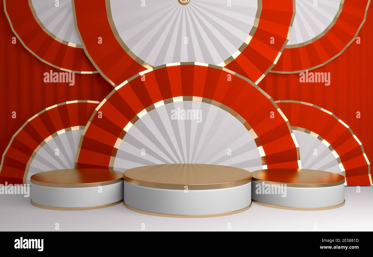 The Red Chinese podium minimal geometric, podium Chinese traditional.3D ...