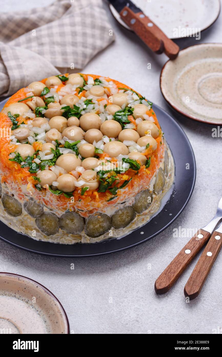 Festive laired salad Mushroom Glade Stock Photo - Alamy