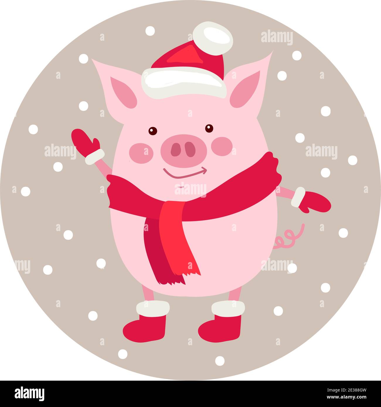 Vector illustration, Happy New Year 2019 funny card design with cartoon ...