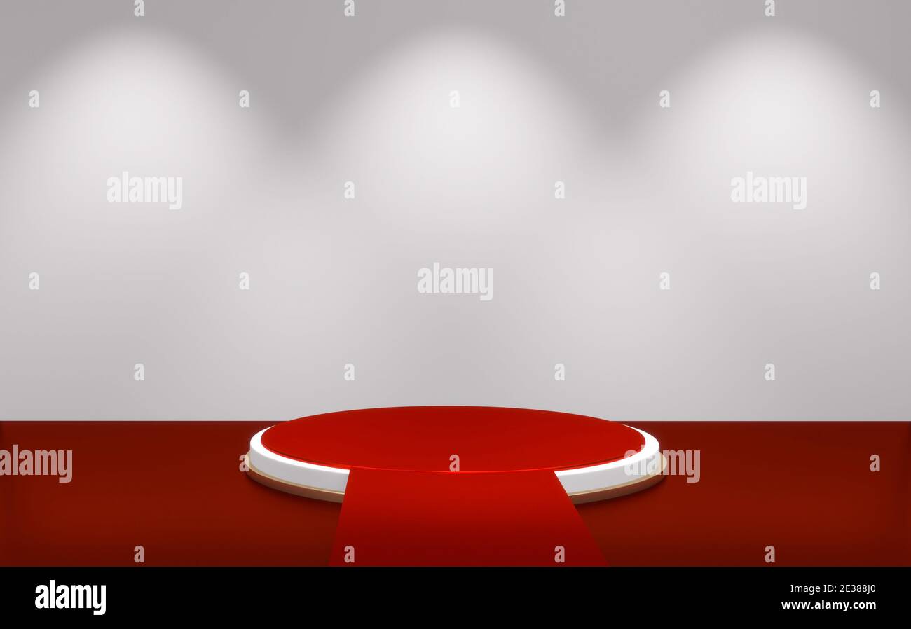 The Red Podium minimal geometric on white background. 3D rendering ...