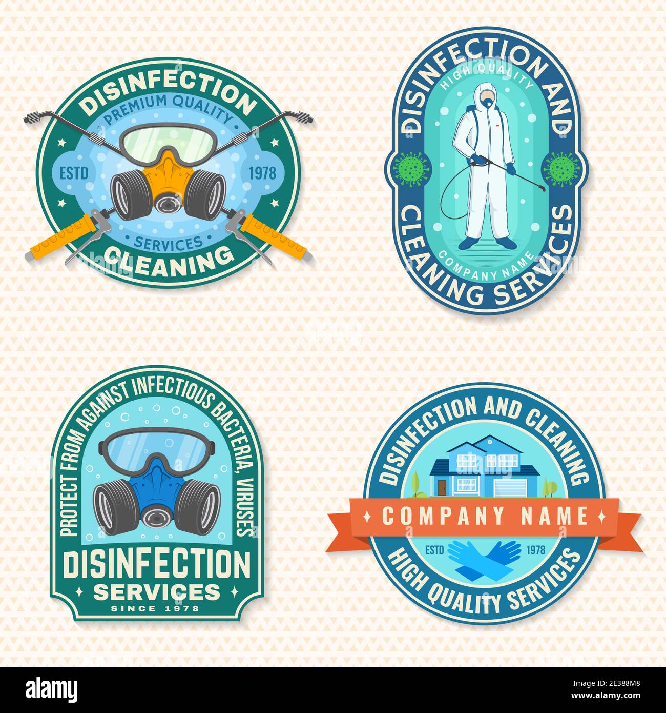 Set of disinfection and cleaning services patch, logo, emblem. Vector ...