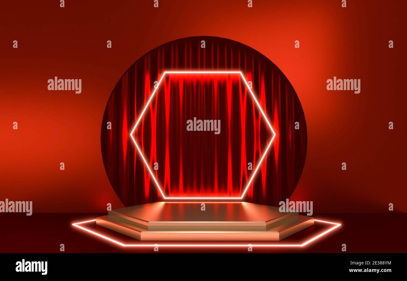 Red Podium, minimal red geometric design.3D rendering Stock Photo - Alamy