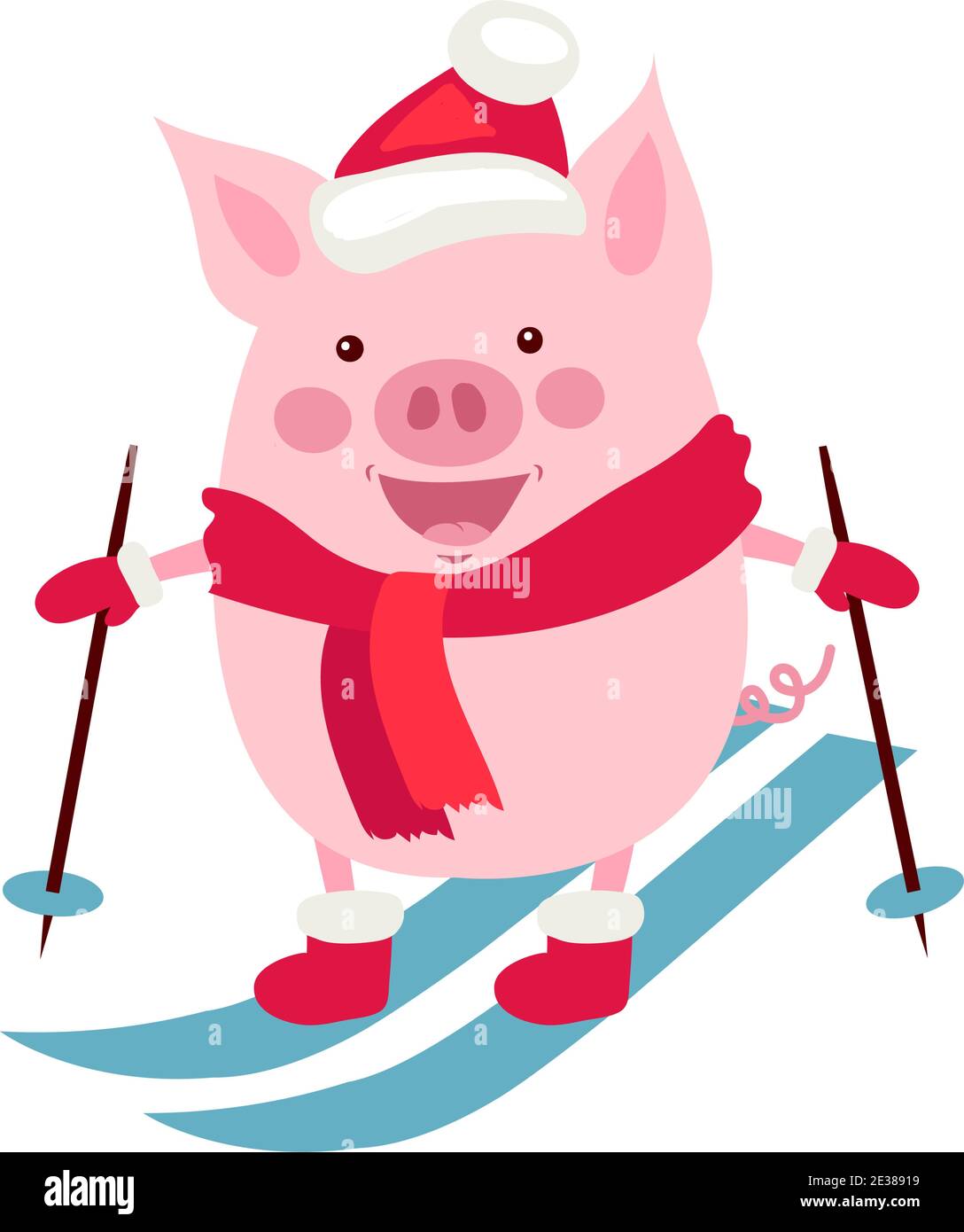 Vector illustration, Happy New Year 2019 funny card design with cartoon ...