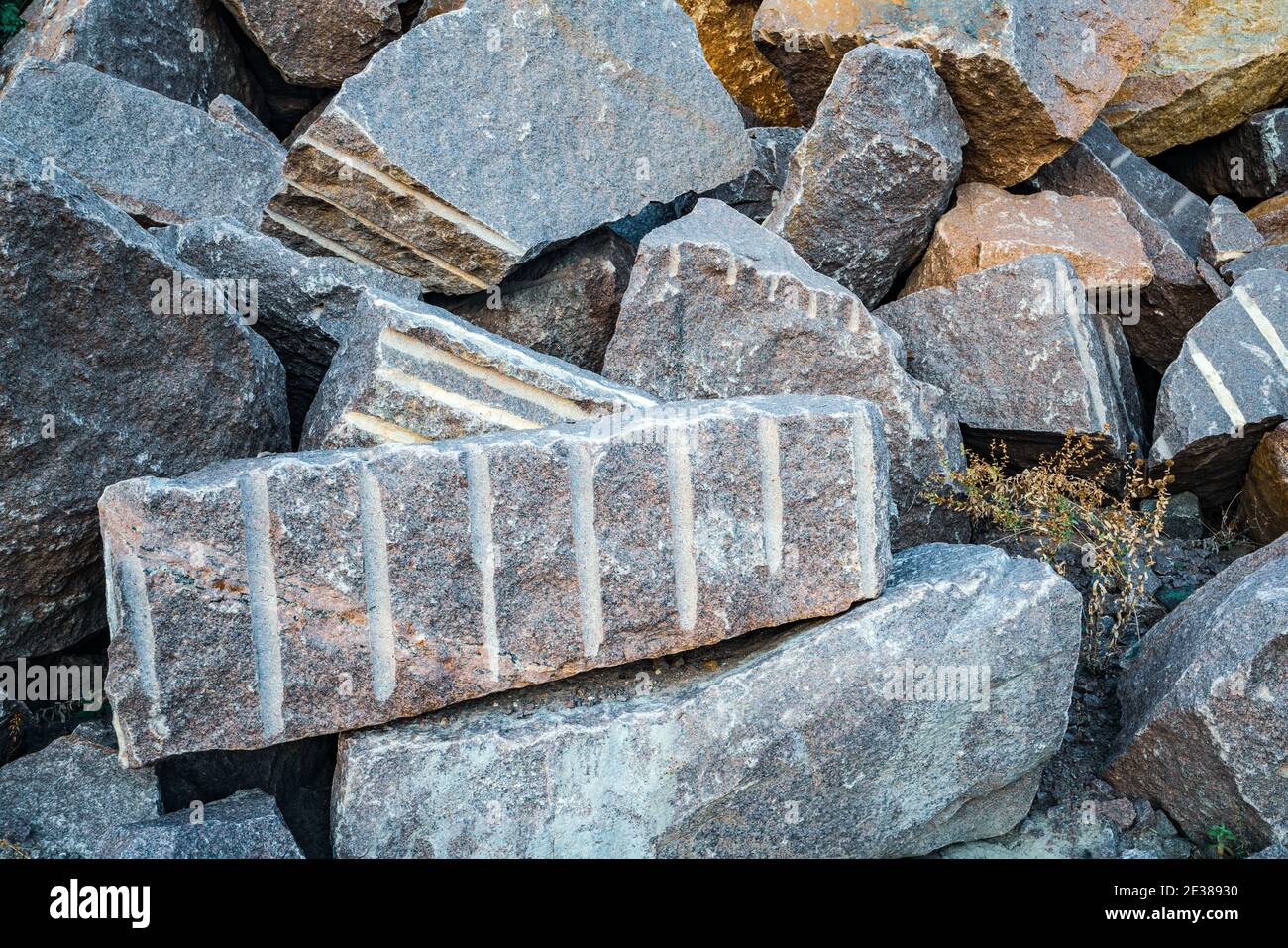 Large deposits of stone materials near a mining quarry Stock Photo - Alamy