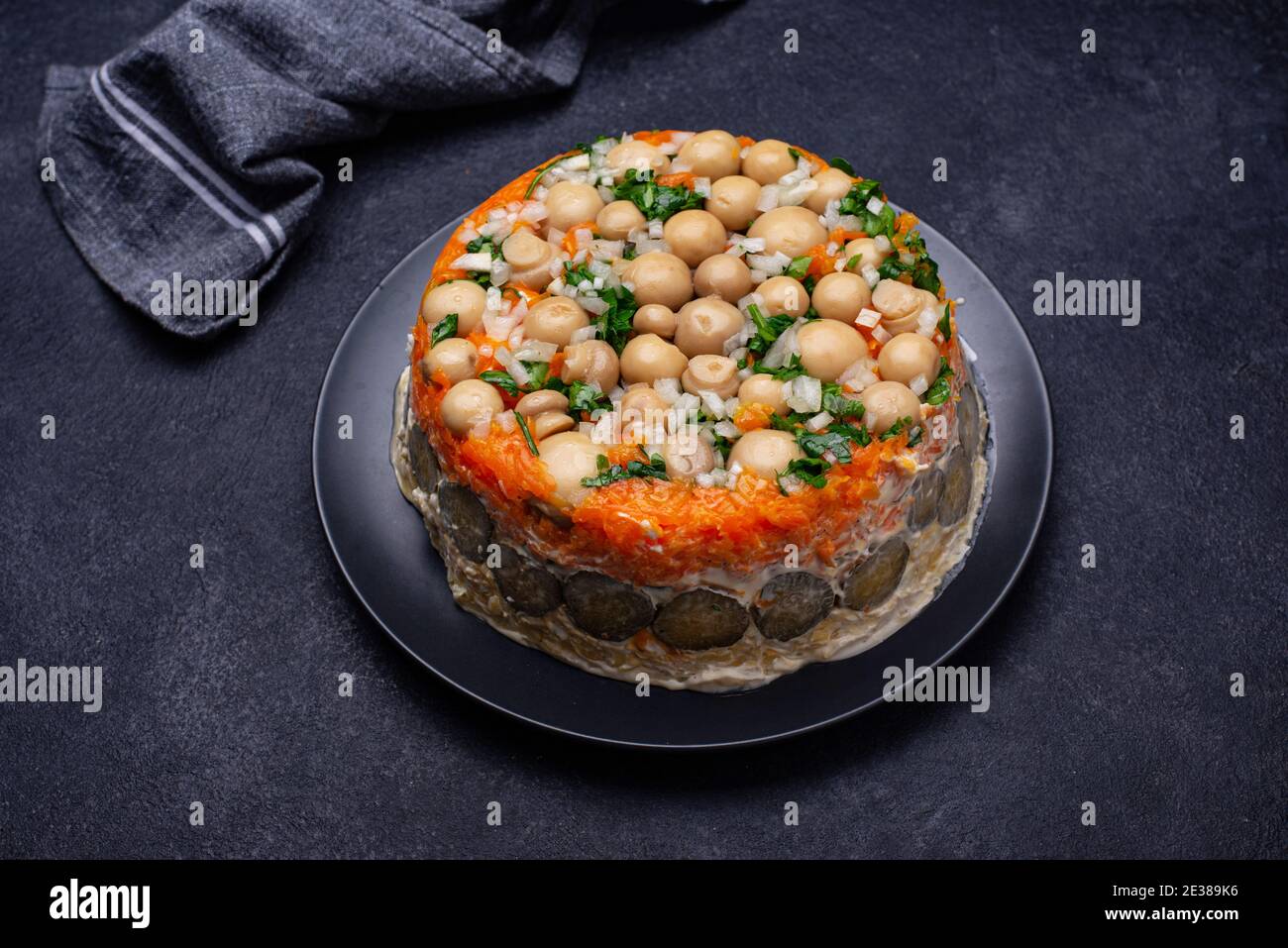 Festive laired salad Mushroom Glade Stock Photo - Alamy