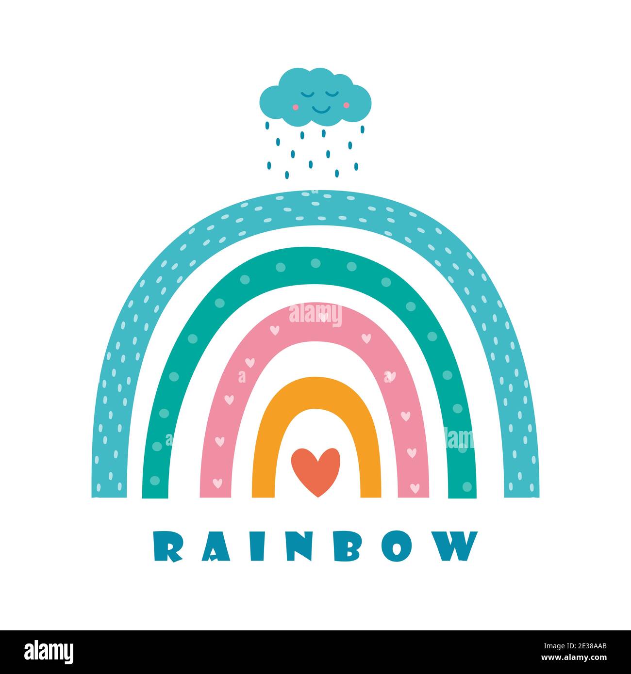 Hand drawn rainbow. Creative Scandinavian kids texture for fabric ...