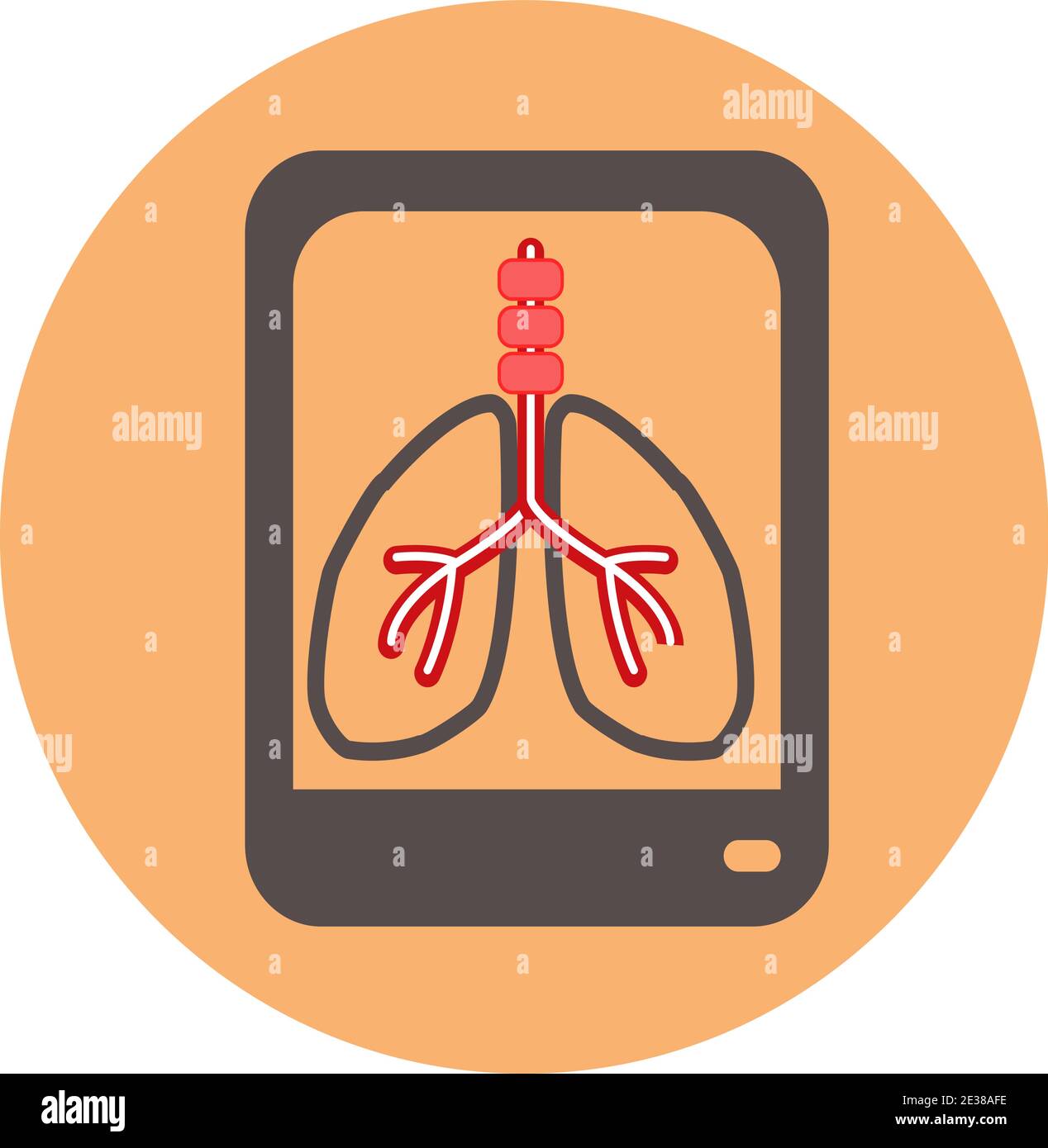 CT scan lungs icon in trendy flat style isolated on a peach background ...