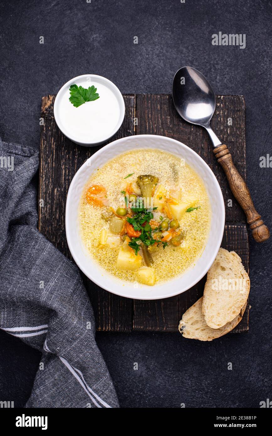 Vegetable soup with potato and cauliflower Stock Photo - Alamy