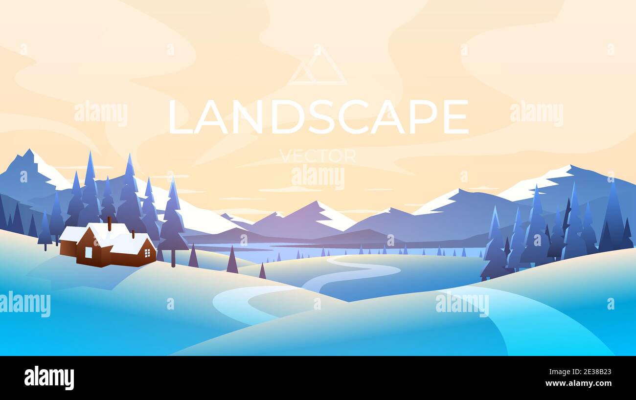 Winter mountains landscape. Nature ice background. Vector illustration ...