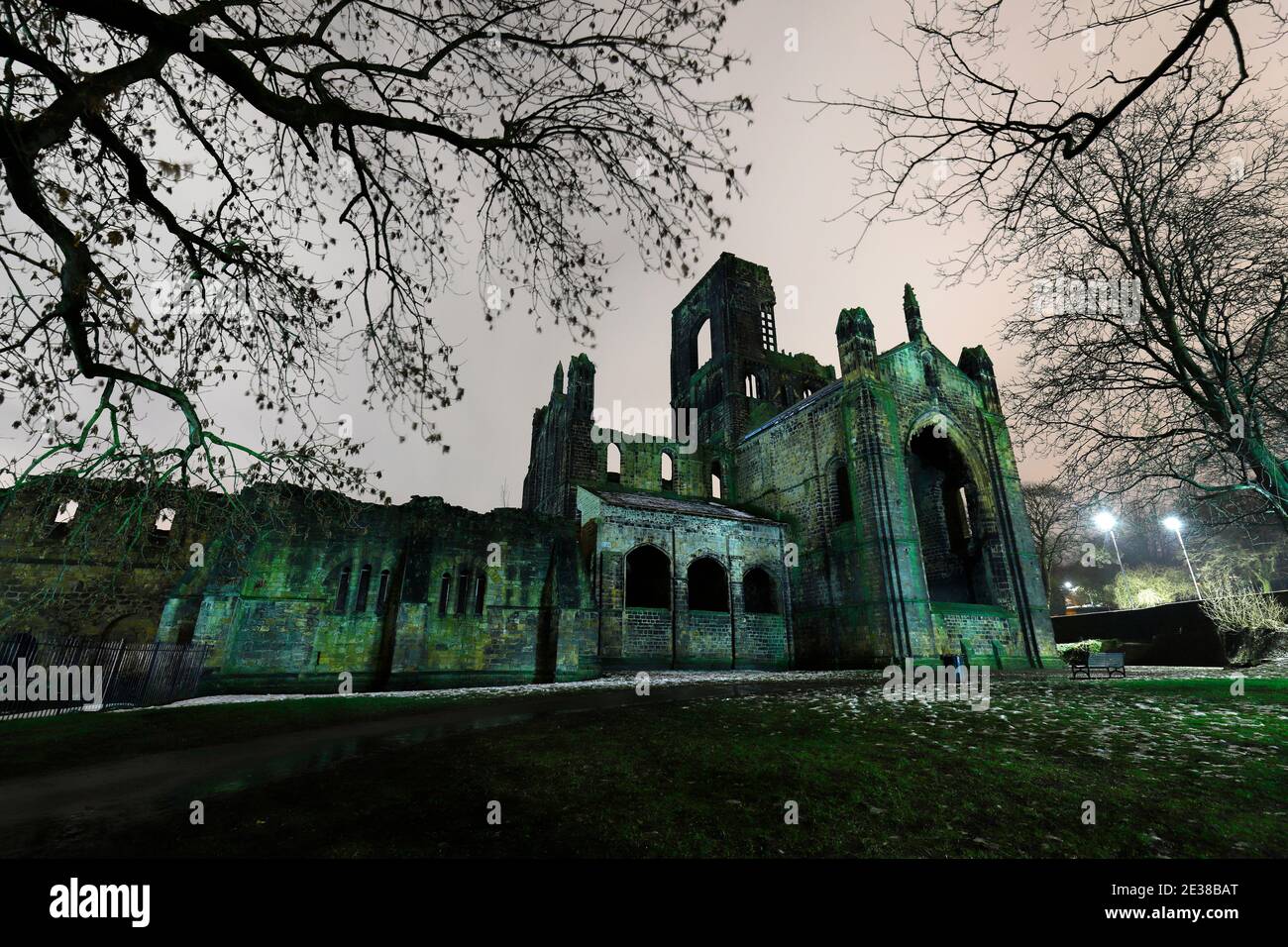 Kirkstall Abbey at night Stock Photo - Alamy