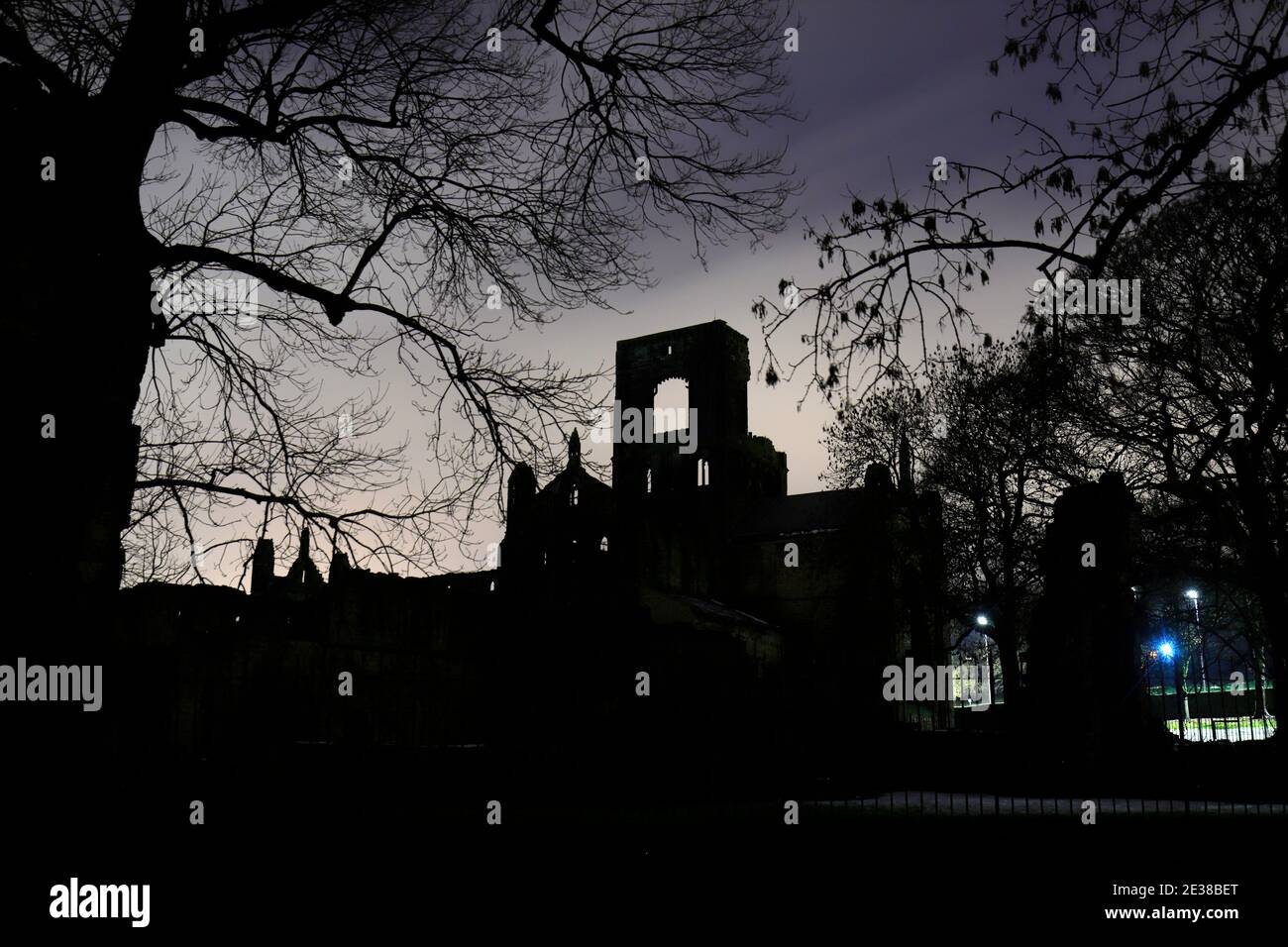 Kirkstall Abbey at night Stock Photo - Alamy