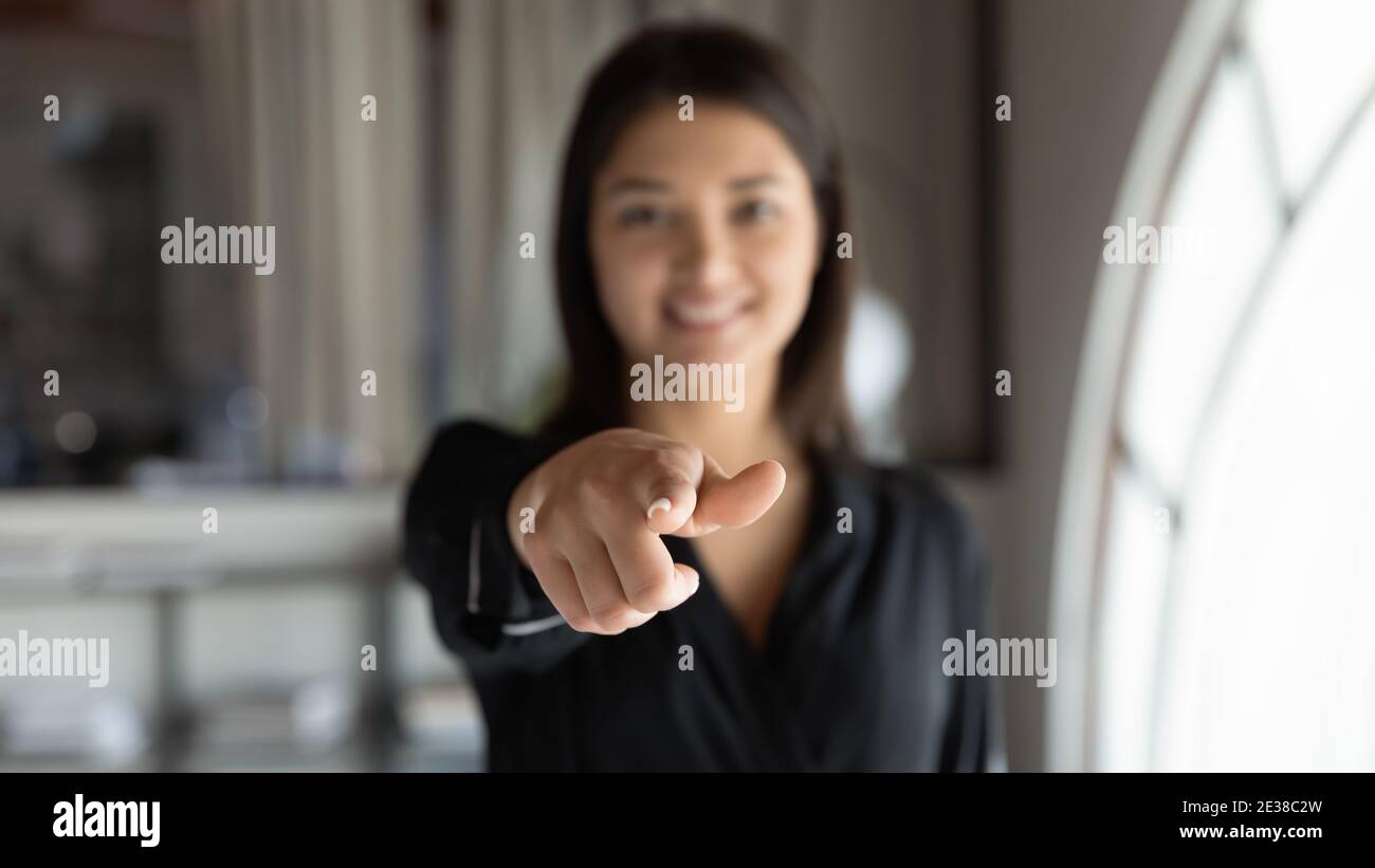 Indian young woman finger pointing hi-res stock photography and images ...