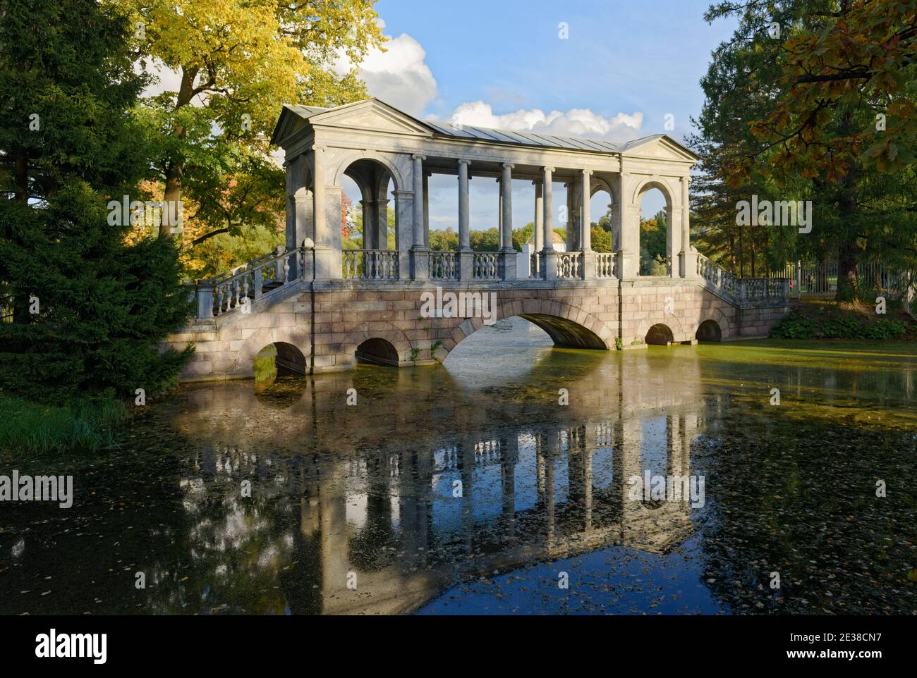 Marble bridge, also known as Siberian Marble Gallery, in Catherine park ...