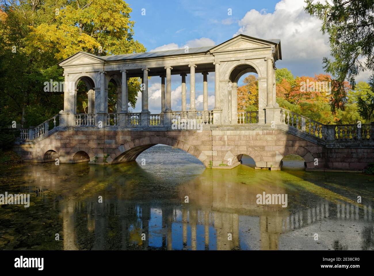 Marble bridge, also known as Siberian Marble Gallery, in Catherine park ...