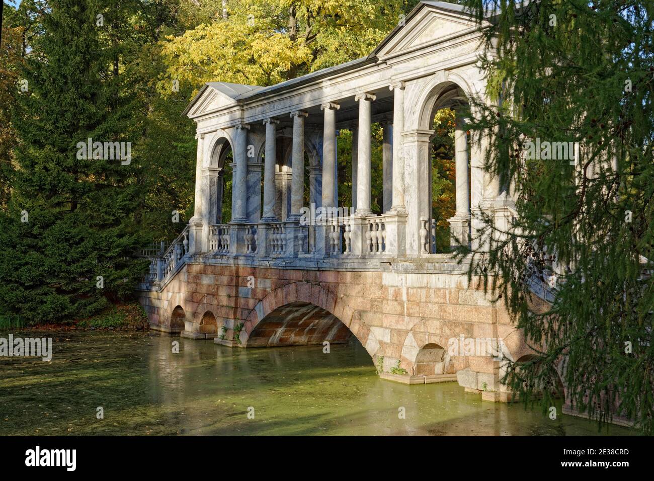 Marble bridge, also known as Siberian Marble Gallery, in Catherine park ...