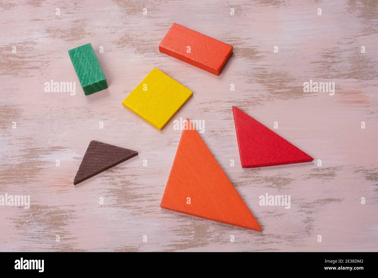 Concept of creative logical thinking. Different colorful wooden blocks ...