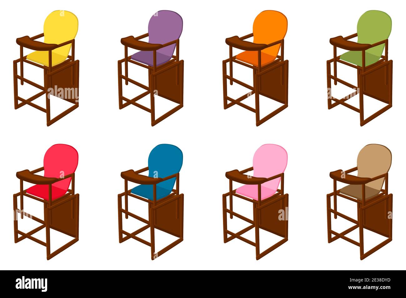 Illustration on theme colorful modern child high chair for baby feeding ...