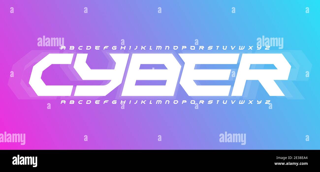 Cyber futurism alphabet. Cyberspace style, geometric font, modular type for modern futuristic ...