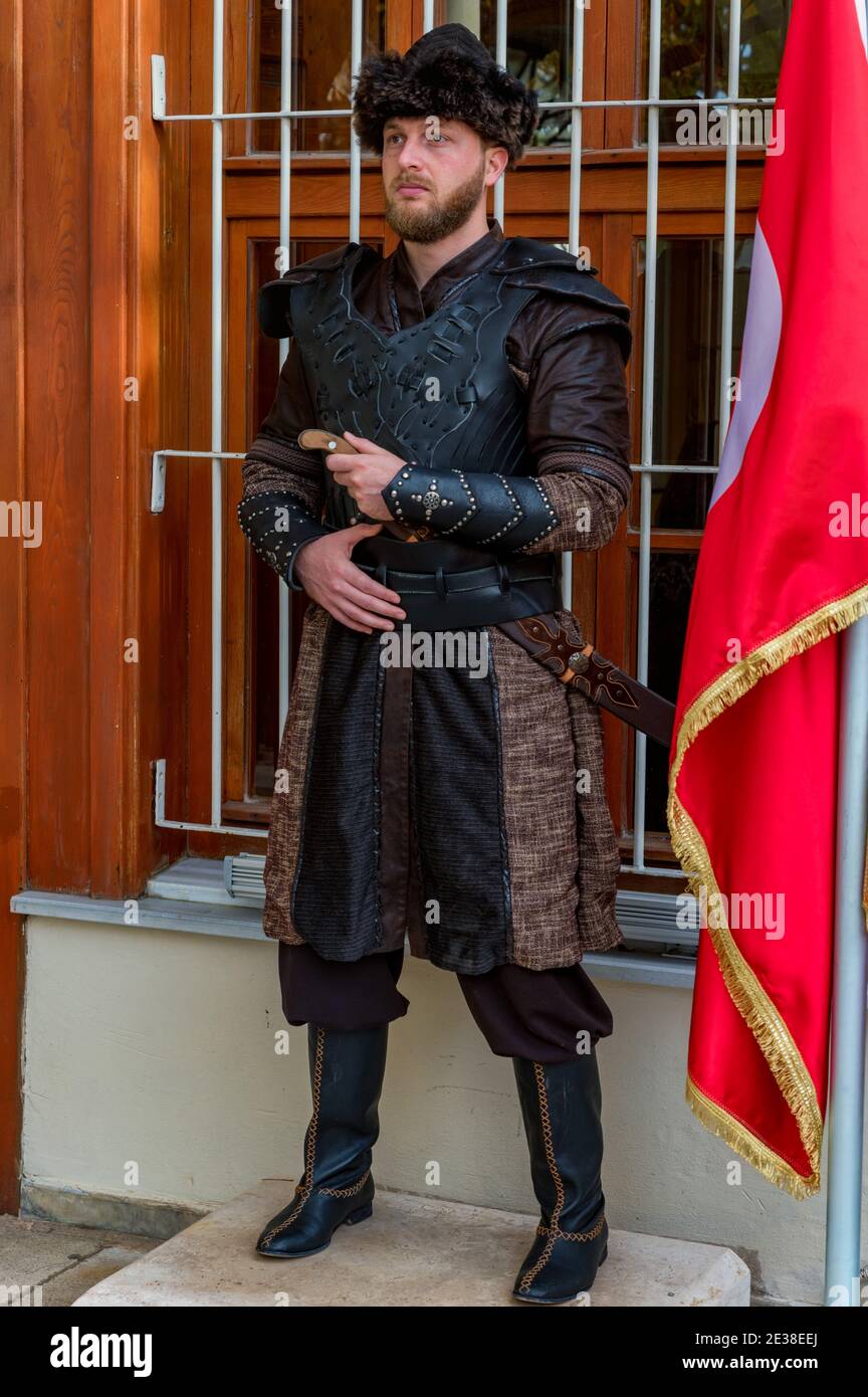 BURSA, TURKEY - JUNE 23, 2018 : The watchman on tomb or mausoleum of ...