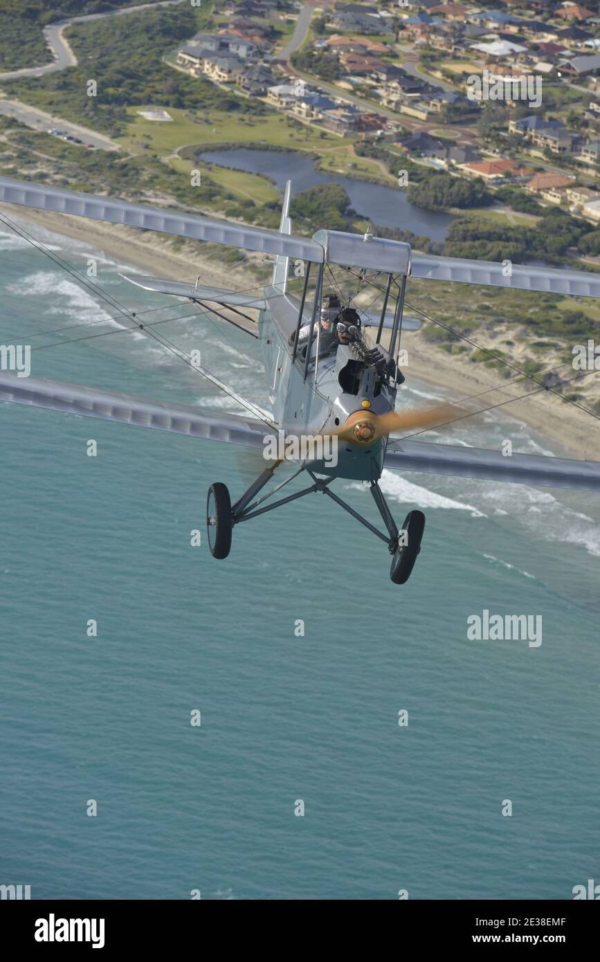 The one and only Silver Centenary 1930's biplane, here over Western ...