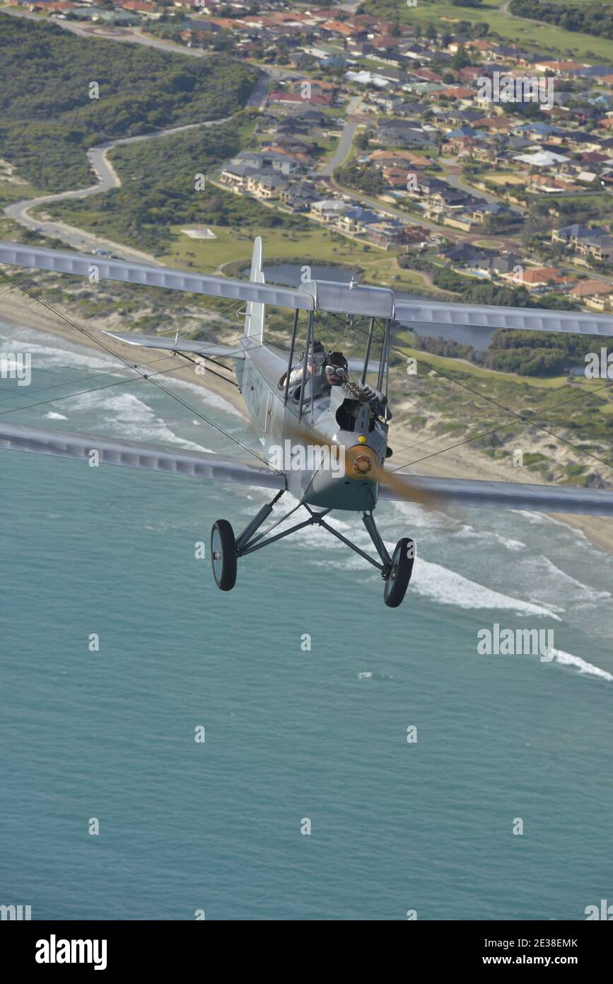 The one and only Silver Centenary 1930's biplane, here over Western ...