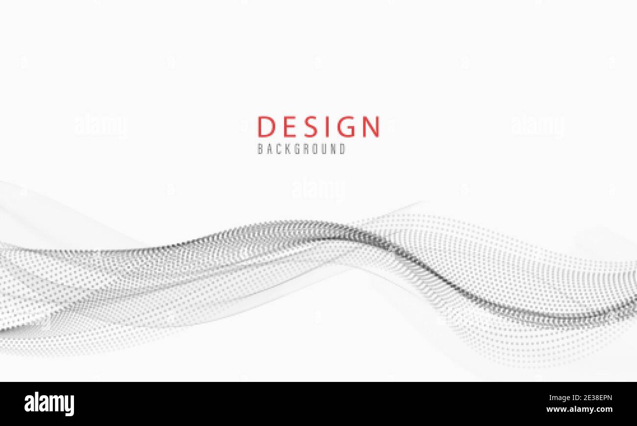 Abstract gray wave background, digital flowing particles .Cyber or ...