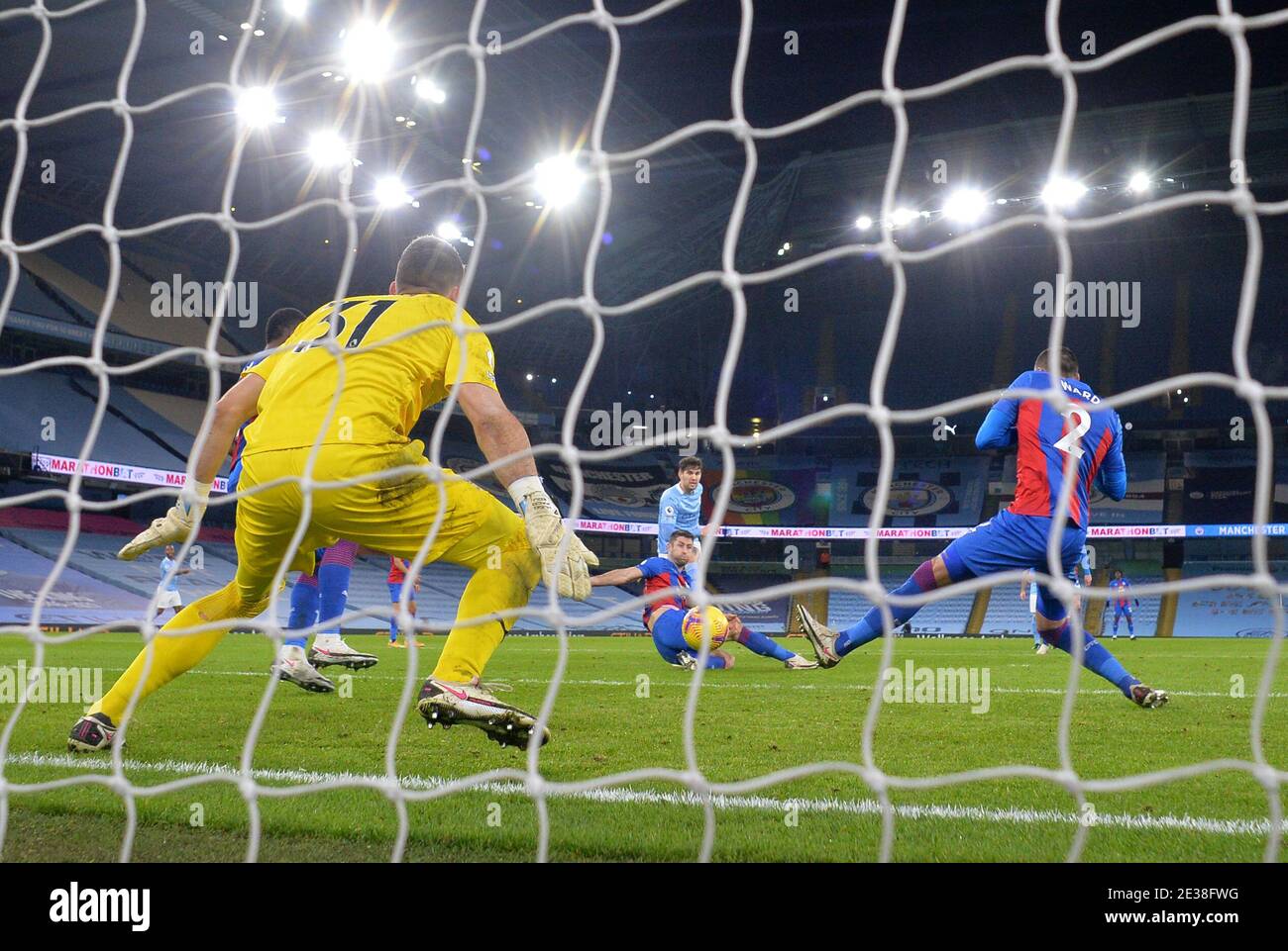 Manchester City's John Stones scores his side's third goal of the game ...