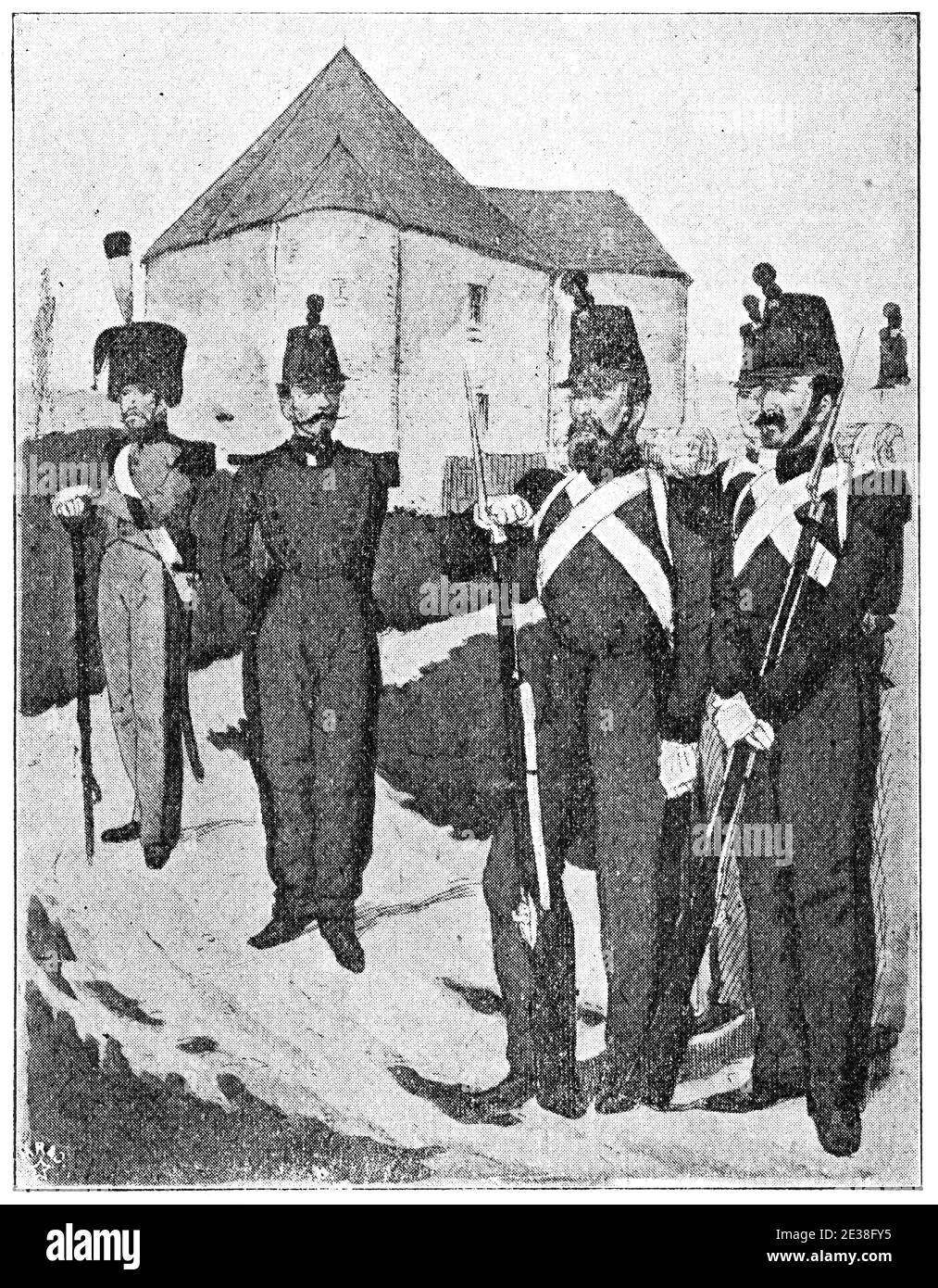 Citizen gunners of Lille (1860). Illustration of the 19th century ...