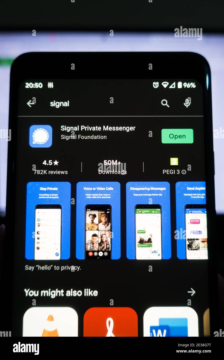 Signal encrypted messaging app providing end-to-end or user to user ... Signal encrypted messaging app providing end-to-end or user to user ...