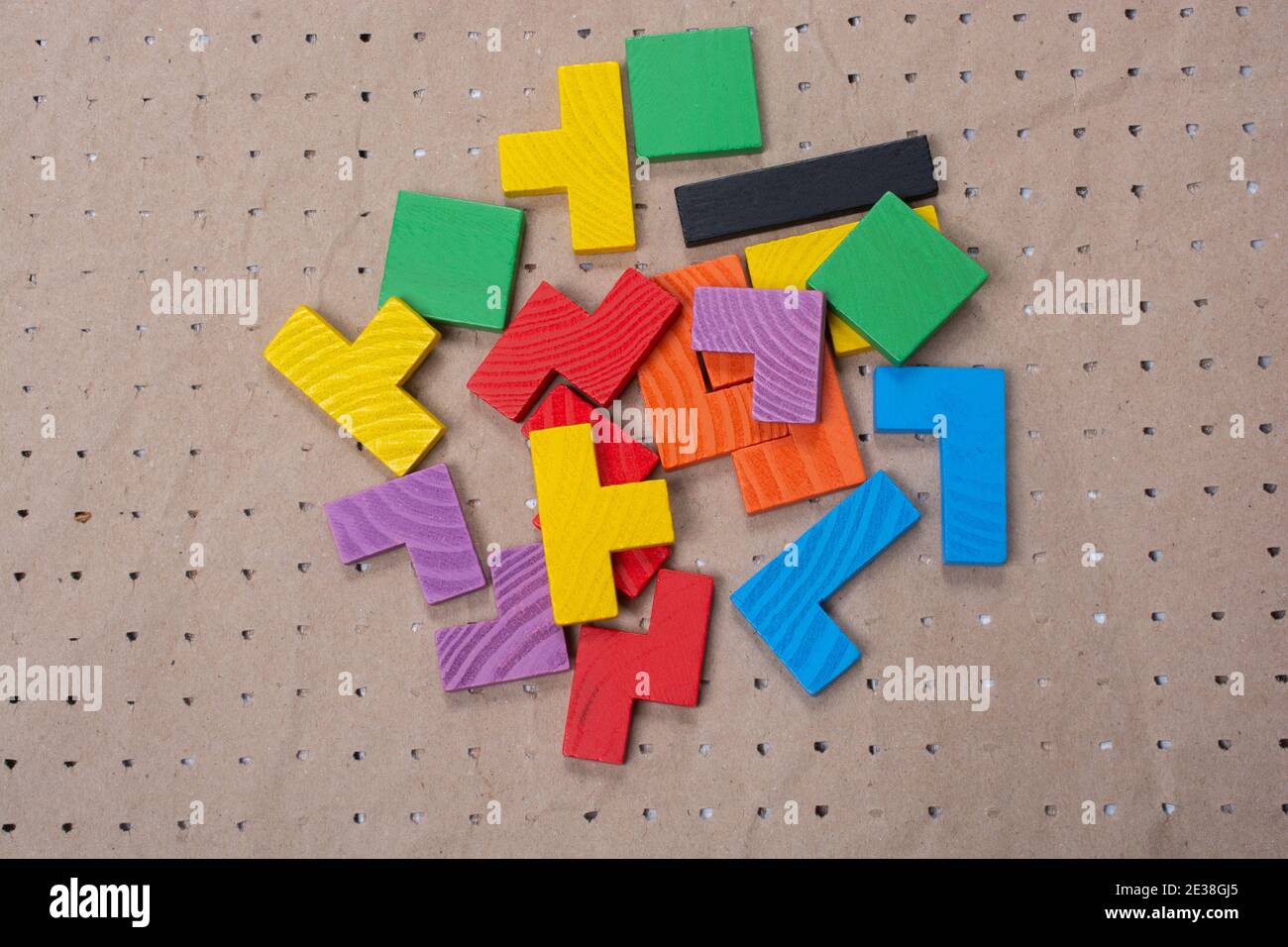 Concept of creative logical thinking. Different colorful wooden blocks ...