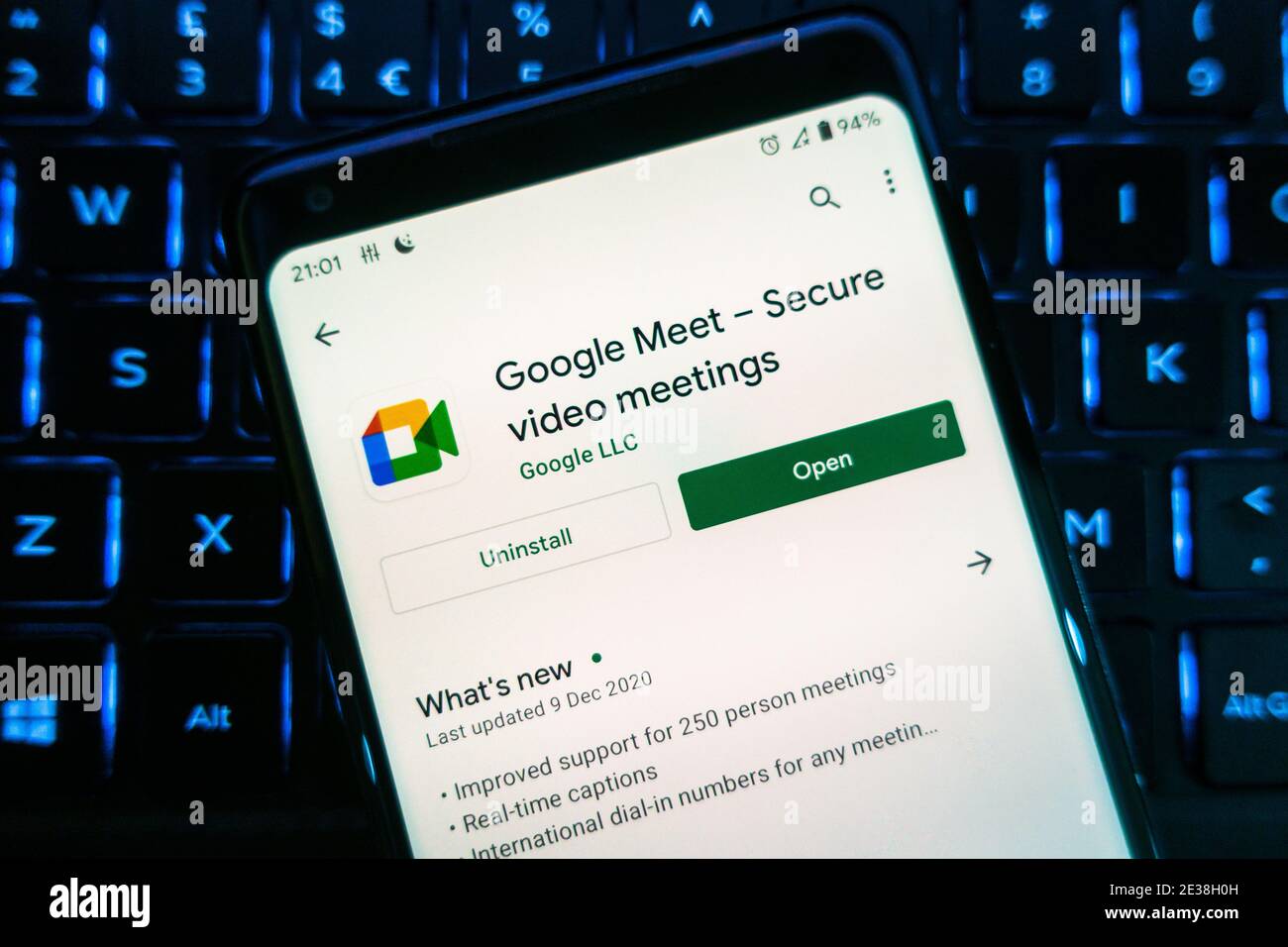Google meet video conference app Stock Photo - Alamy