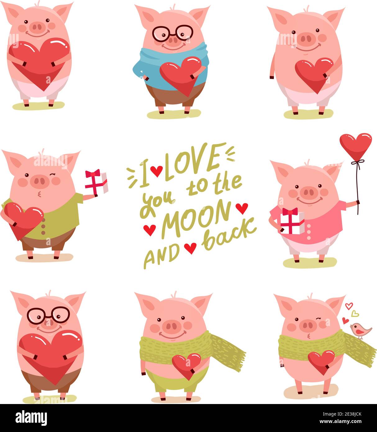 Cute Cartoon Pigs Cute Cartoon Pig Character Vector Illustration In