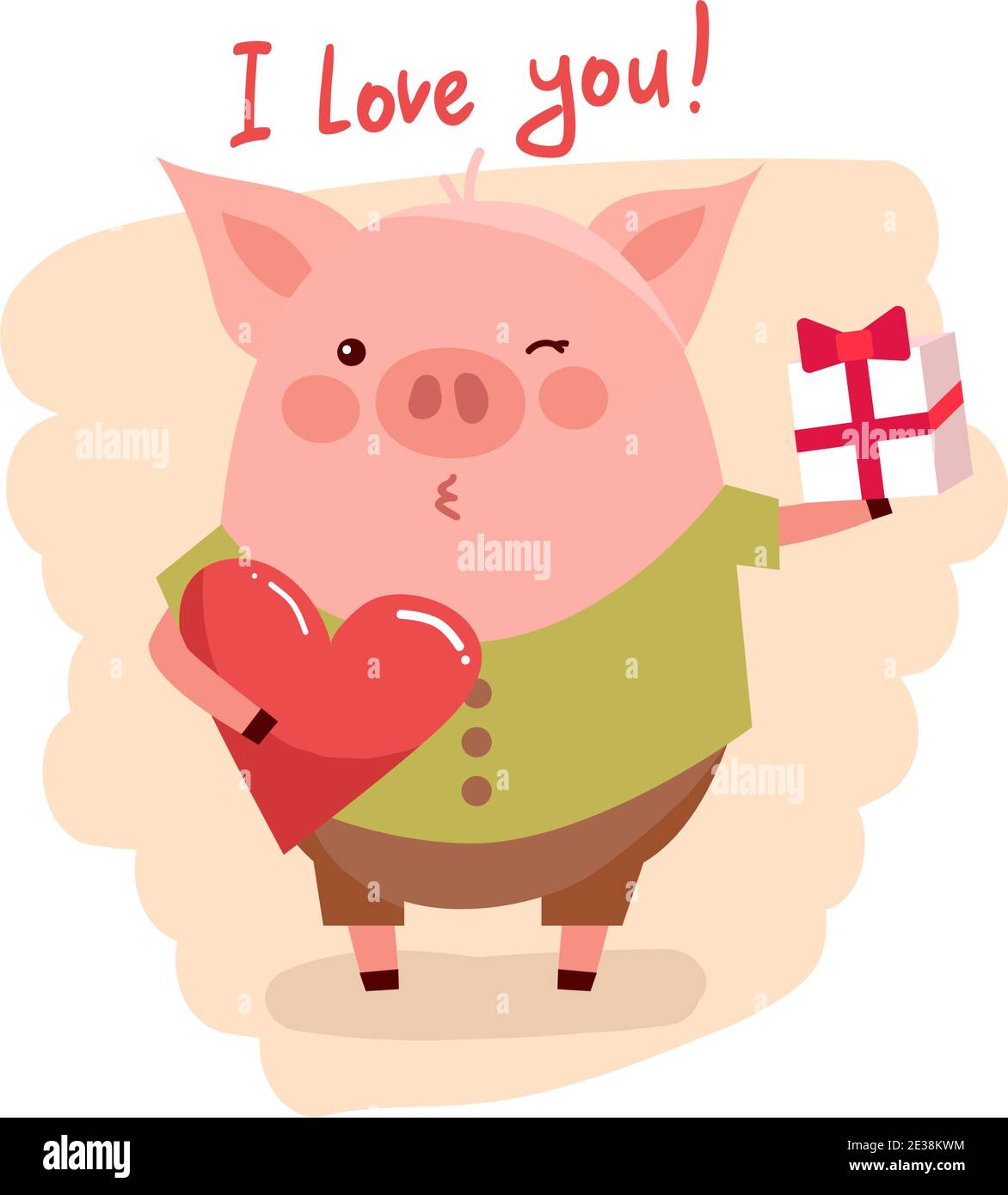 Cute Pig Cartoon In Love