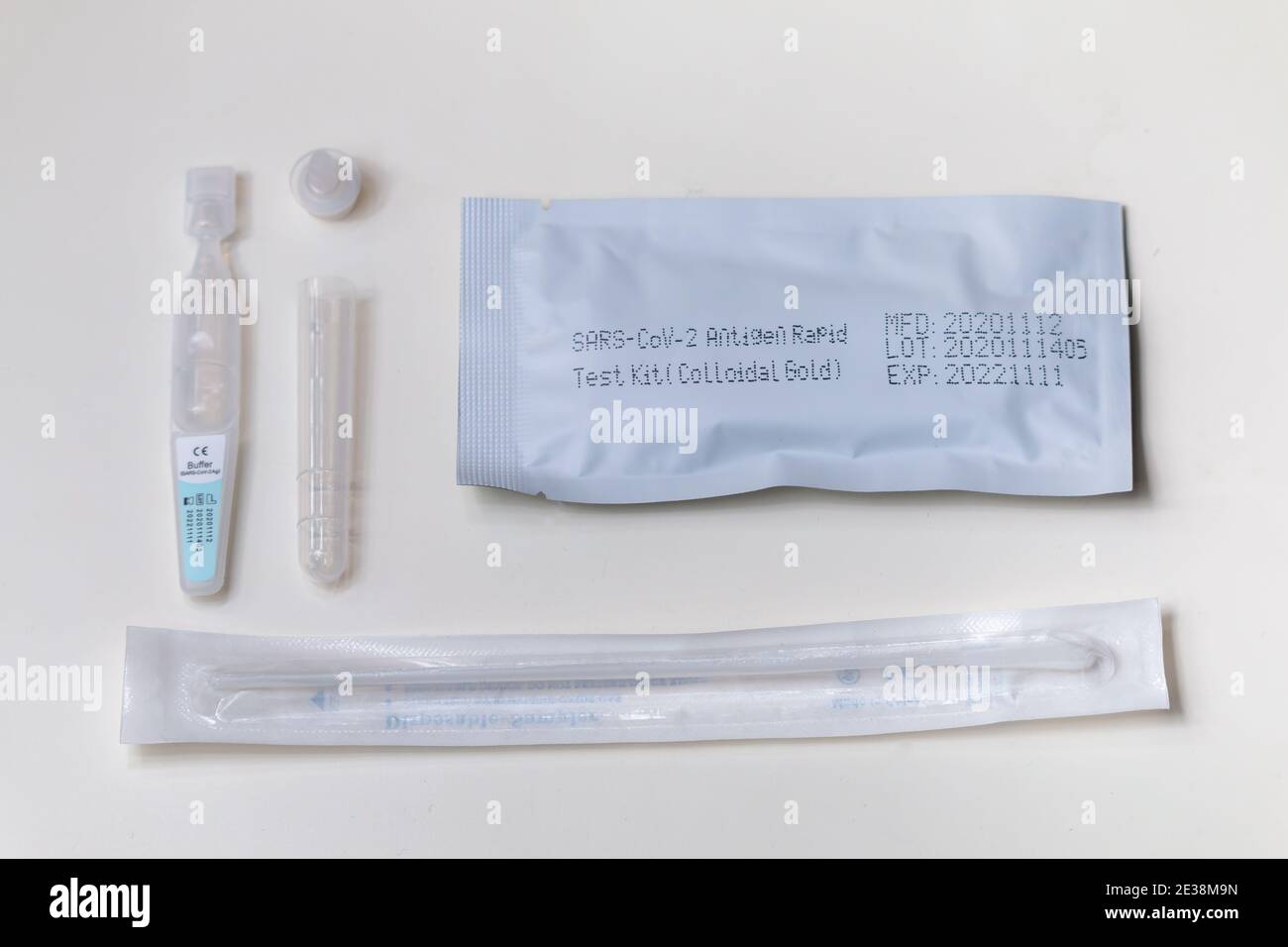 SARS-CoV-2 Ag quick antibodies test kit. Nasopharyngeal swab test Stock ...